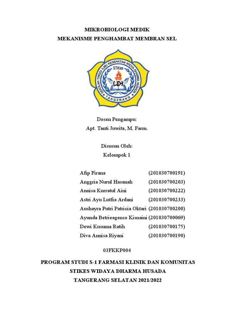Kelompok 1 - Mekanisme Penghambat Membran Sel (Makalah) | PDF
