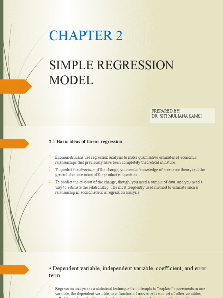 Chapter 2-Simple Regression Model | PDF | Ordinary Least Squares | Regression Analysis
