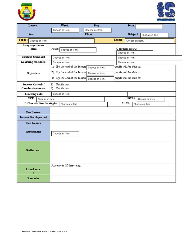 Daily Lesson Plan Y1 Y2 Y3 | PDF