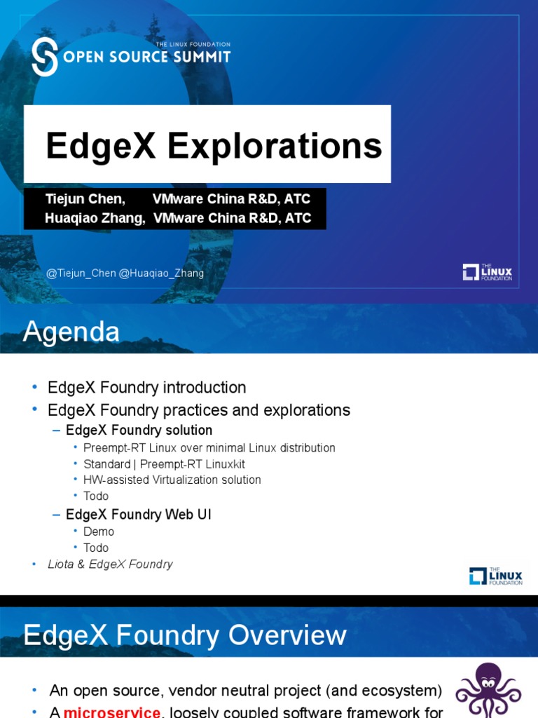 EdgeX Explorations Tiejun Chen Huaqiao Zhang VMware | PDF | Linux ...