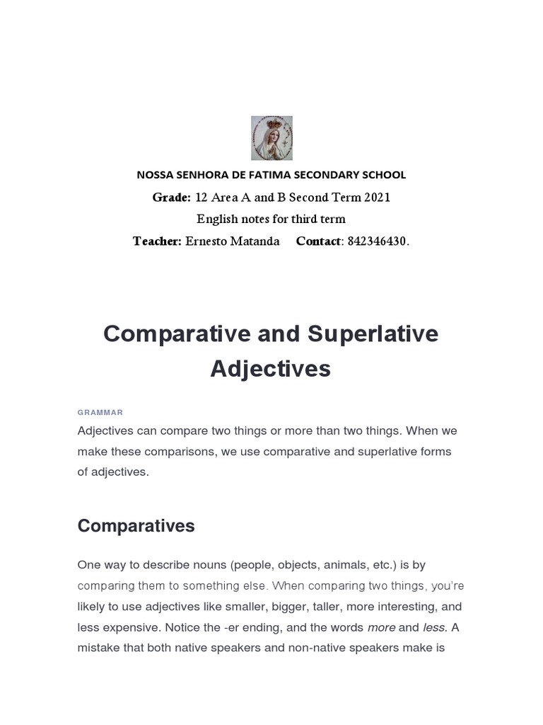 English Notes Third Term 2021. | PDF | Adjective | Cognitive Science