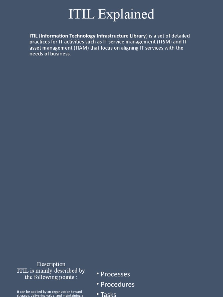 ITIL Explained: ITIL (Information Technology Infrastructure Library) Is ...