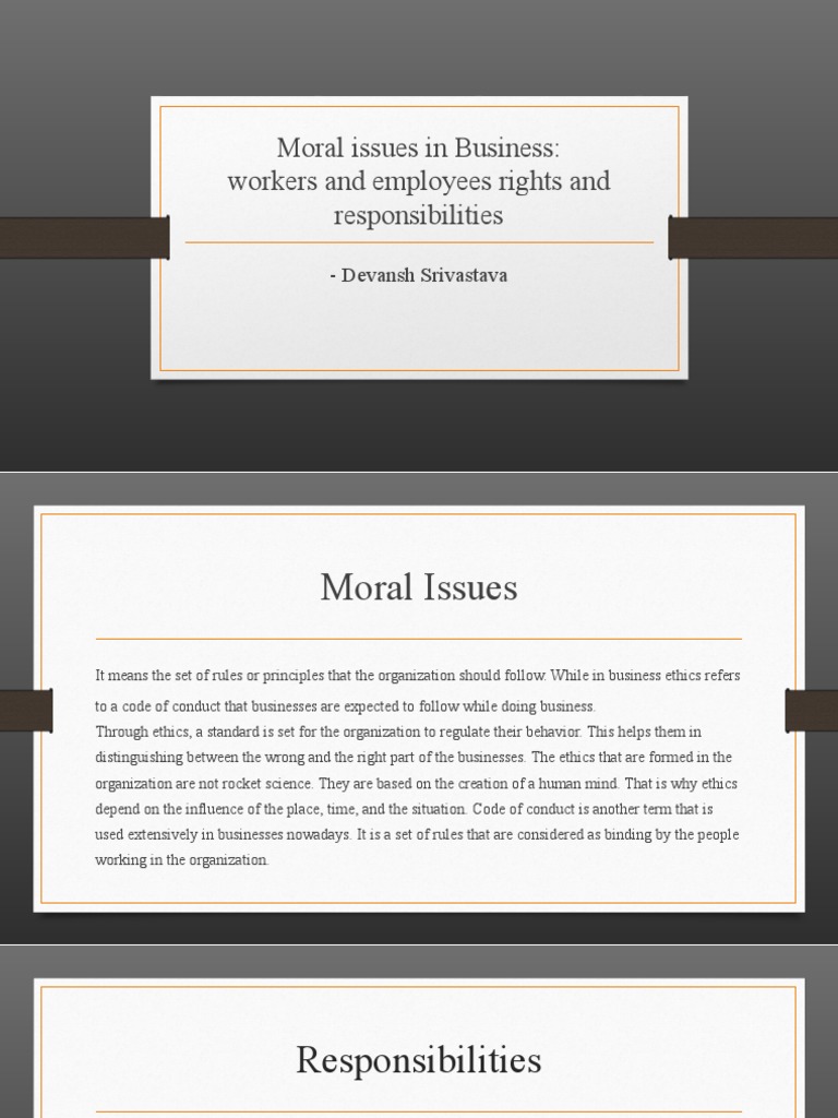 Moral Issues in Business | PDF | Employment | Rights