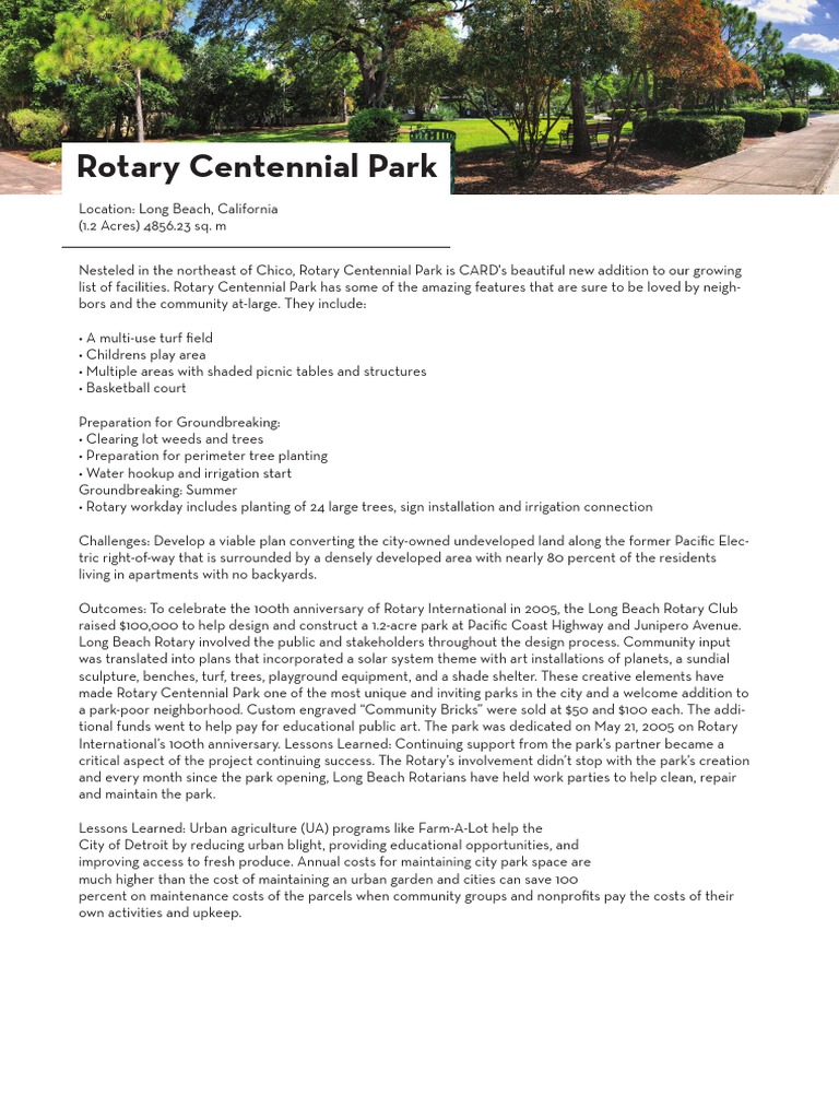 Rotary Centennial Park | PDF | Parks | Natural Environment
