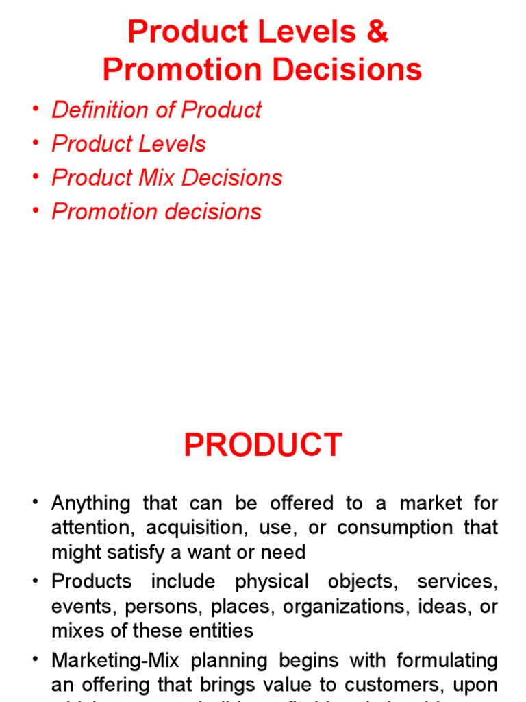 Product Levels and Mix Strategies | PDF | Product (Business) | Marketing