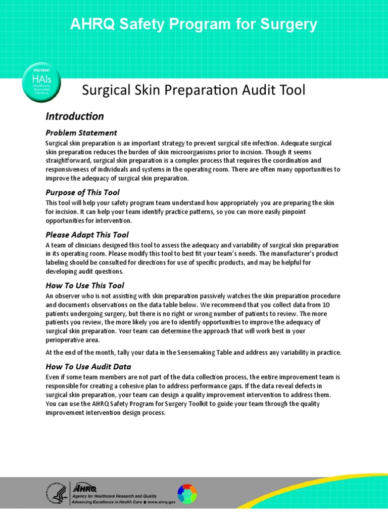 Surgical Skin Prep Audit Guide | PDF | Surgery | Health Sciences