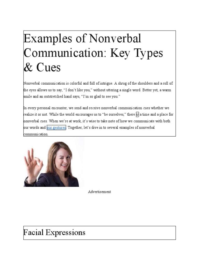 Nonverbal Communication Examples | PDF | Nonverbal Communication ...