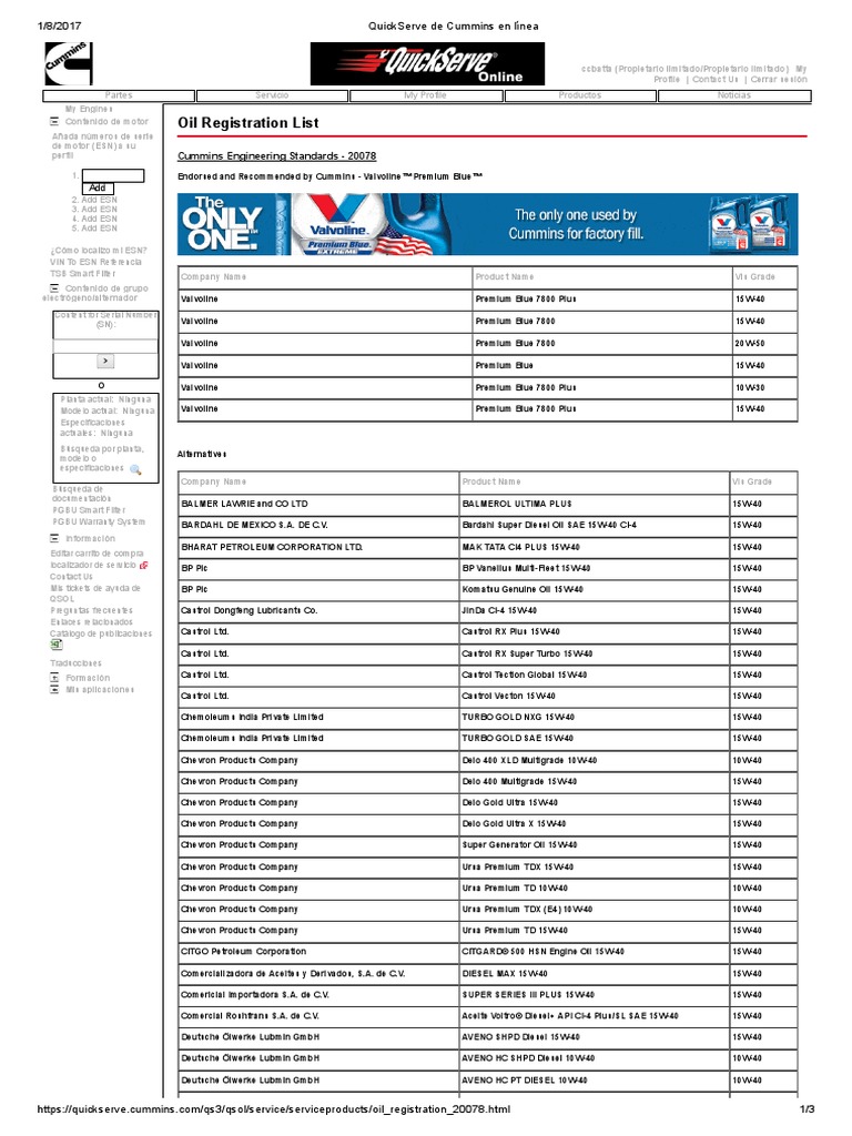 Cummins CES 20078 | PDF | Industria petrolera | Petróleo
