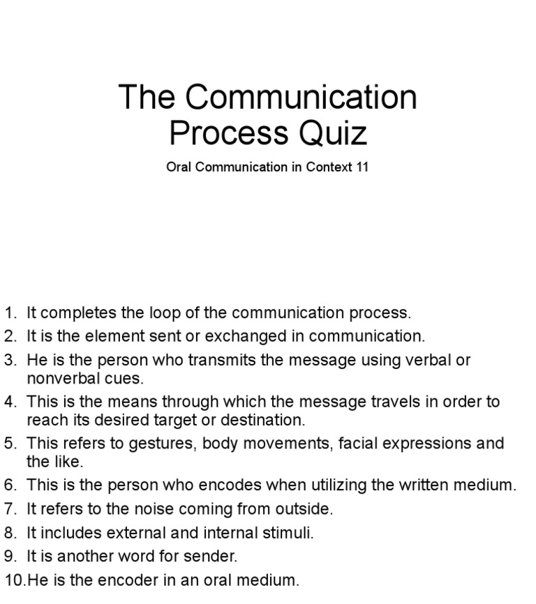 The Communication Process Quiz | PDF