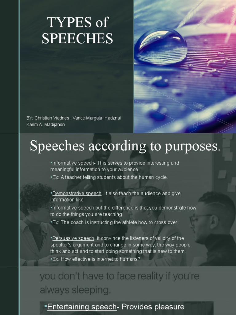Types of Speeches (Report) | PDF | Speech | Human Voice