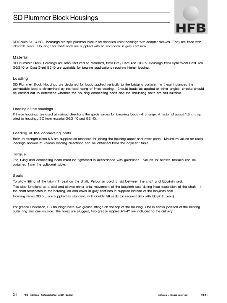 SD Plummer Block Housings: Material | Download Free PDF | Bearing ...