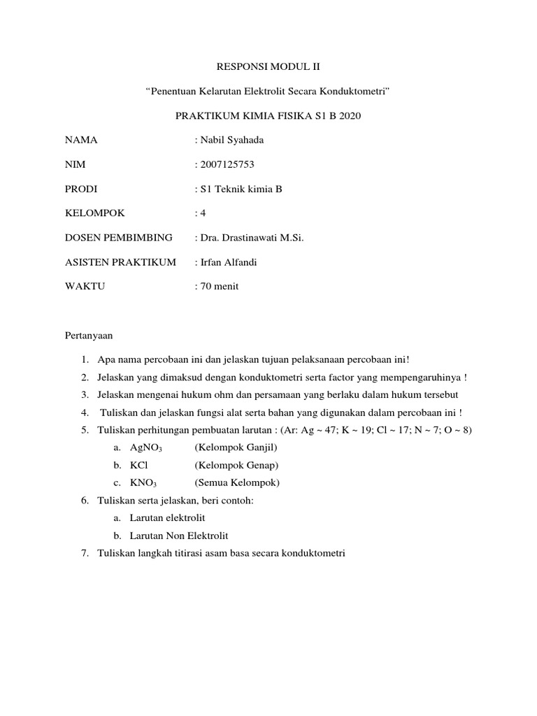 Responsi Praktikum Kimia Fisika | PDF