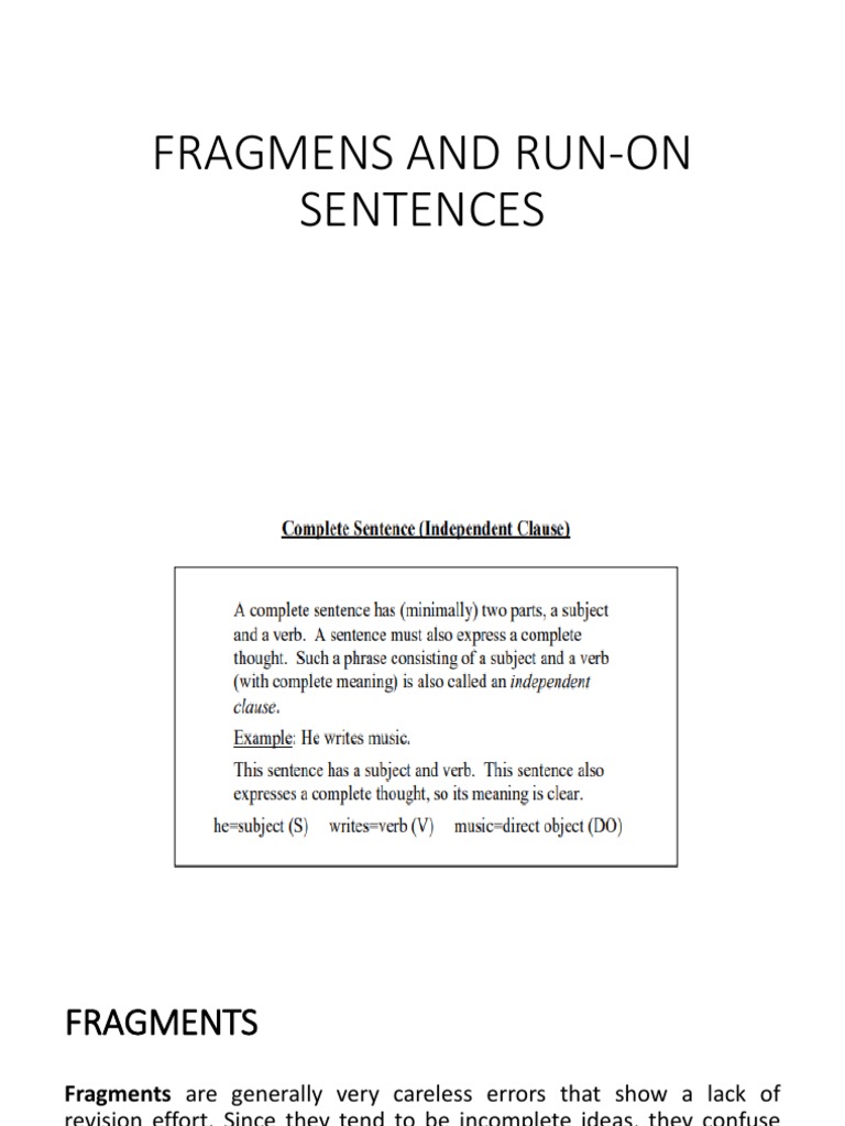 Fragments Run On Sentences | PDF | Comma | Orthography