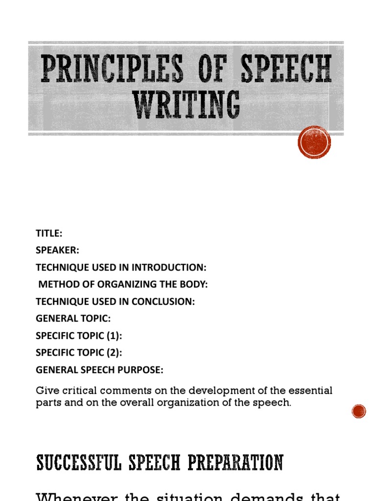 Principles of Speech Writing | PDF | Rhetoric | Dream