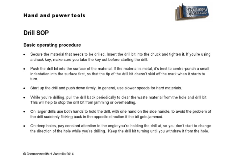 Drill SOP: Hand and Power Tools | PDF