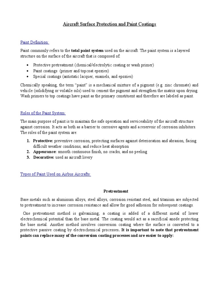 Aircraft Surface Protection and Paint Coatings | PDF | Corrosion | Paint
