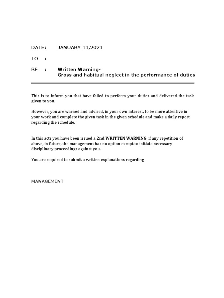 MEMO - Gross and Habitual Neglect in The Performance of Duties | PDF ...