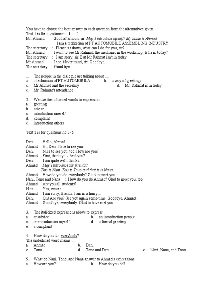 Congratulations & Compliment, Introducing, Intentions | PDF