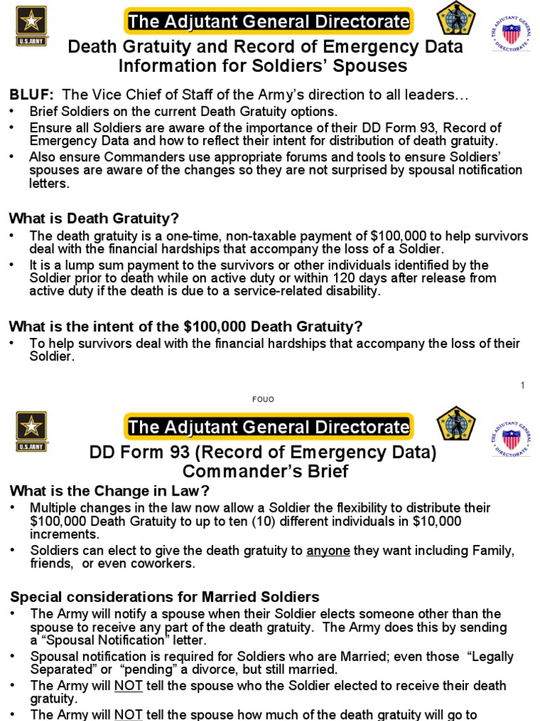 Understanding DD Form 93 and Death Gratuity | PDF | Social Institutions ...