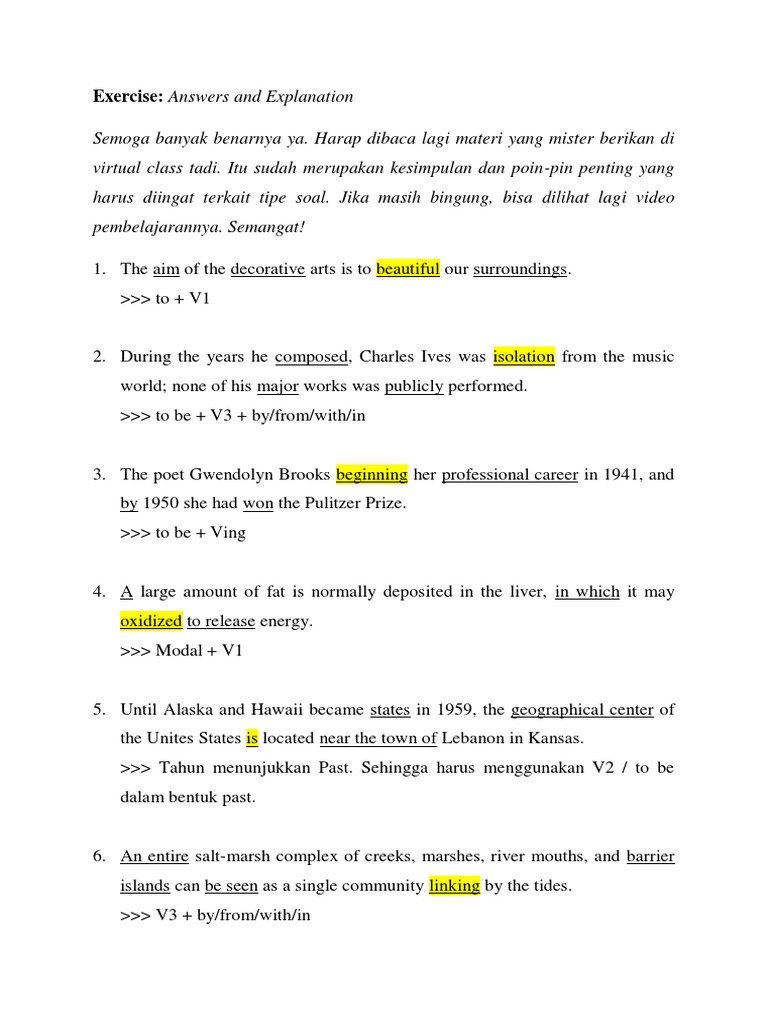 Exercise: Answers and Explanation | PDF