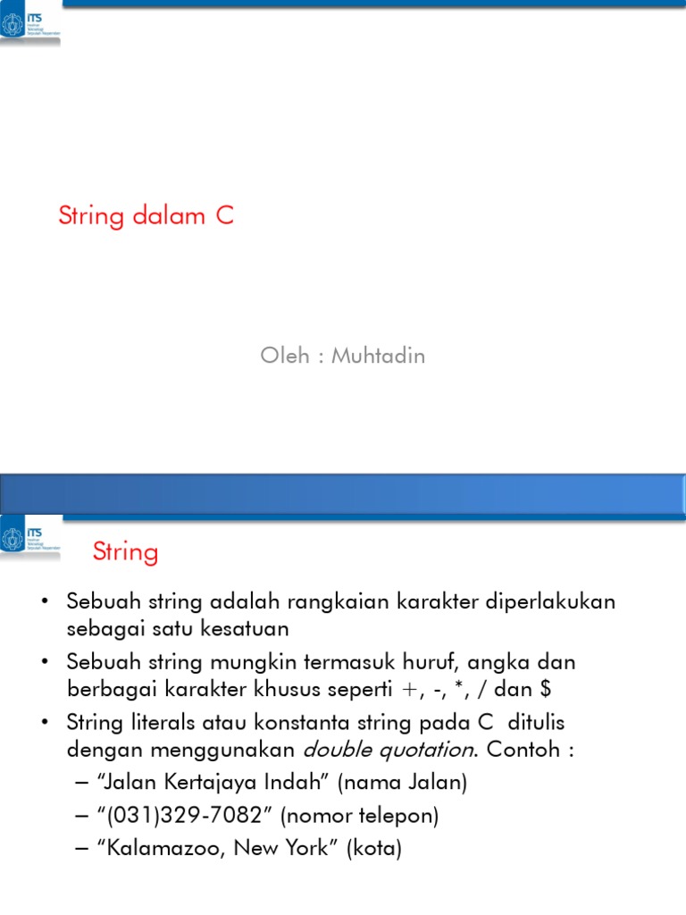 String dalam C: Panduan Lengkap | PDF | Metode & Bahan Ajar | Griya & Taman