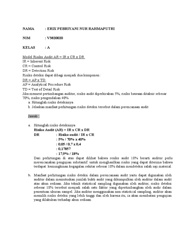 Perhitungan Risiko Audit dan Manfaatnya | PDF