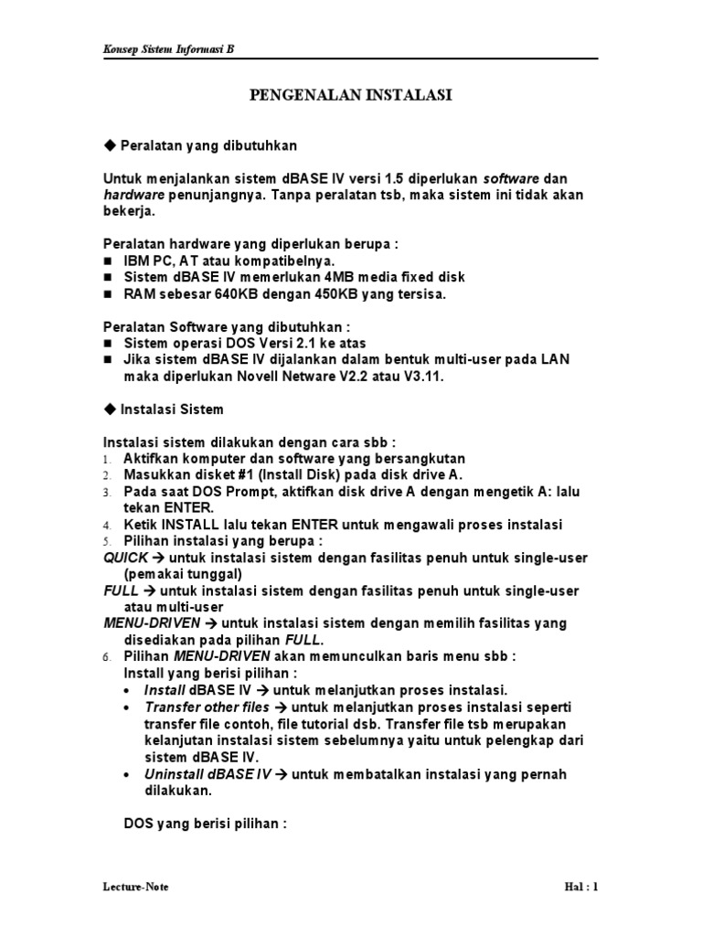 Tutorial Dbase IV | PDF