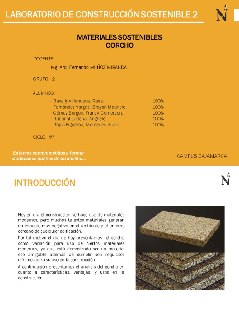 Material Sostenible Corcho g2 | PDF | Aislamiento térmico | Materiales