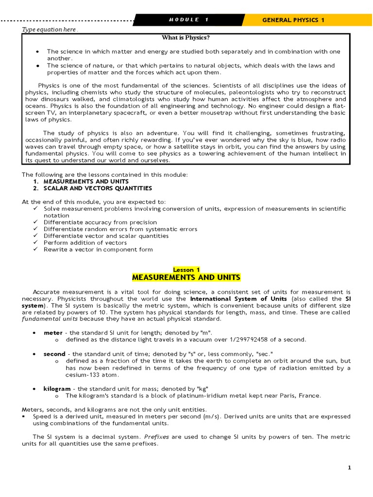 Grade 12 - General Physics 1 Q1W1 | PDF | Observational Error ...