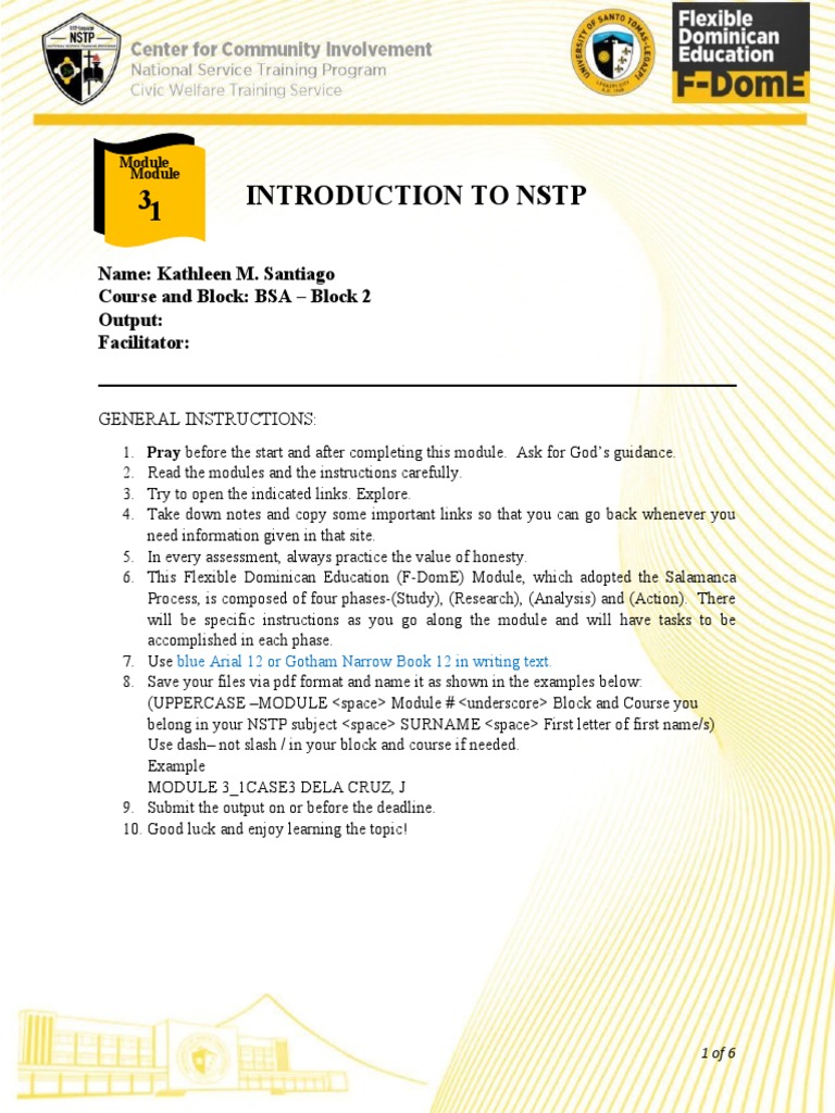 Answer Sheet - NSTP - Module 1-Introduction-to-NSTP | PDF | Poverty | President Of The Philippines