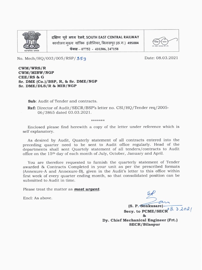 Audit of Tender and Contracts08032021 | PDF