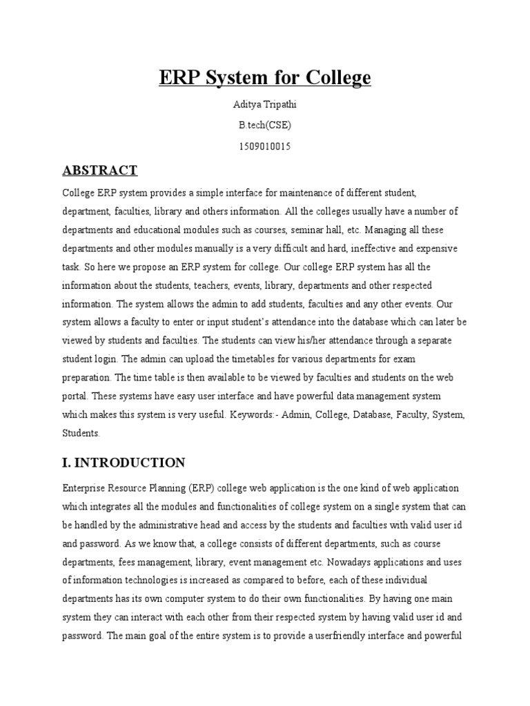 College ERP System | PDF | Enterprise Resource Planning | Databases