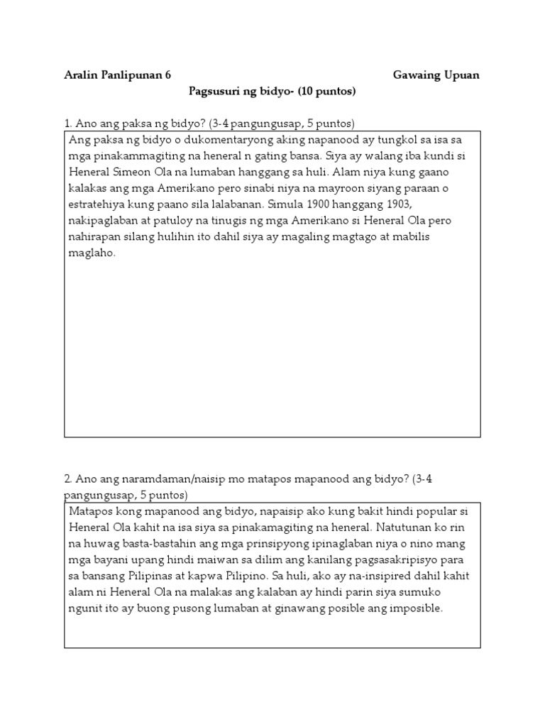 Gawaing Upuan-Pagsusuri NG Bidyo | PDF