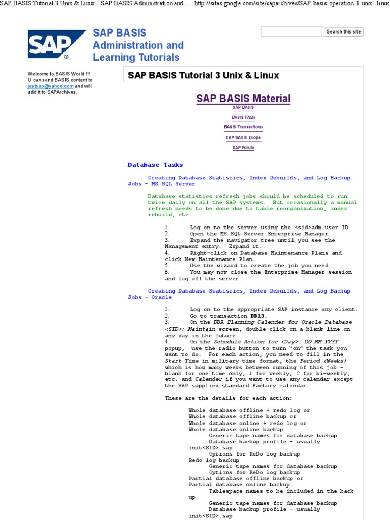 SAP BASIS Tutorial 3 Unix & Linux - SAP BASIS Administration and ...