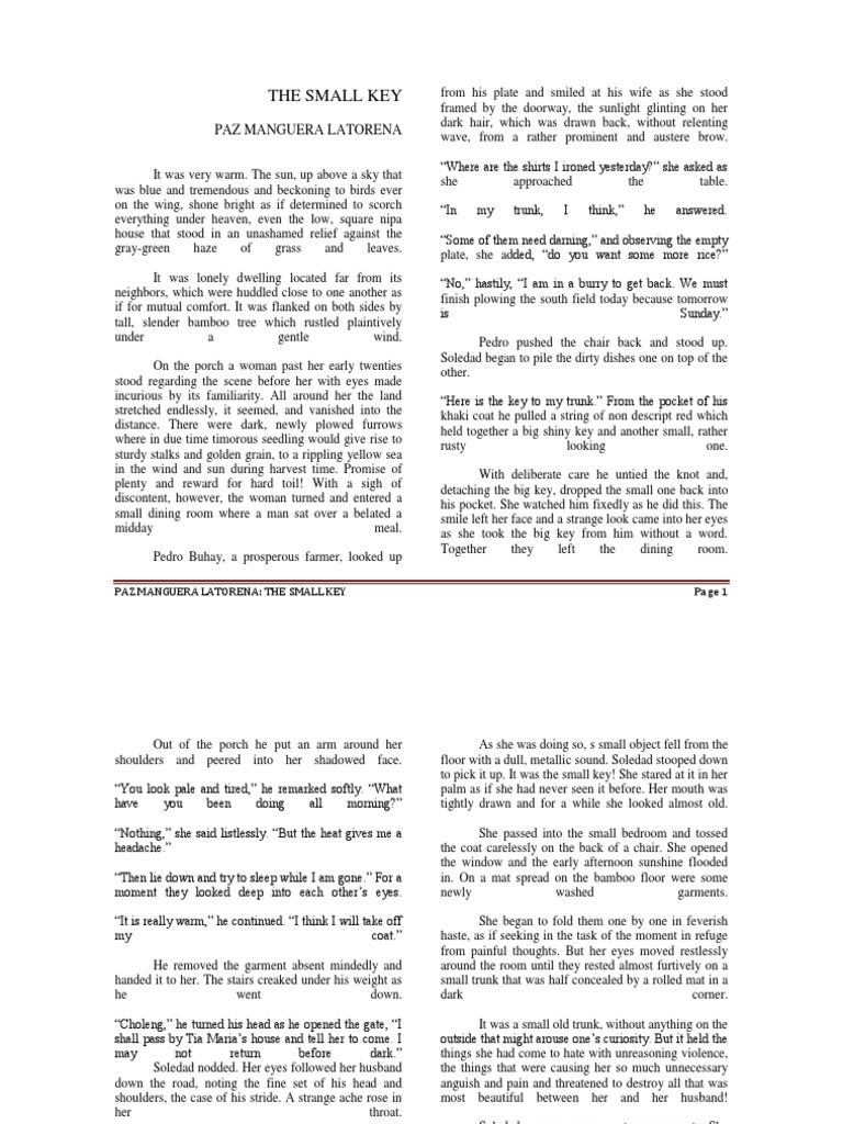 The Small Key: Paz Manguera Latorena | PDF