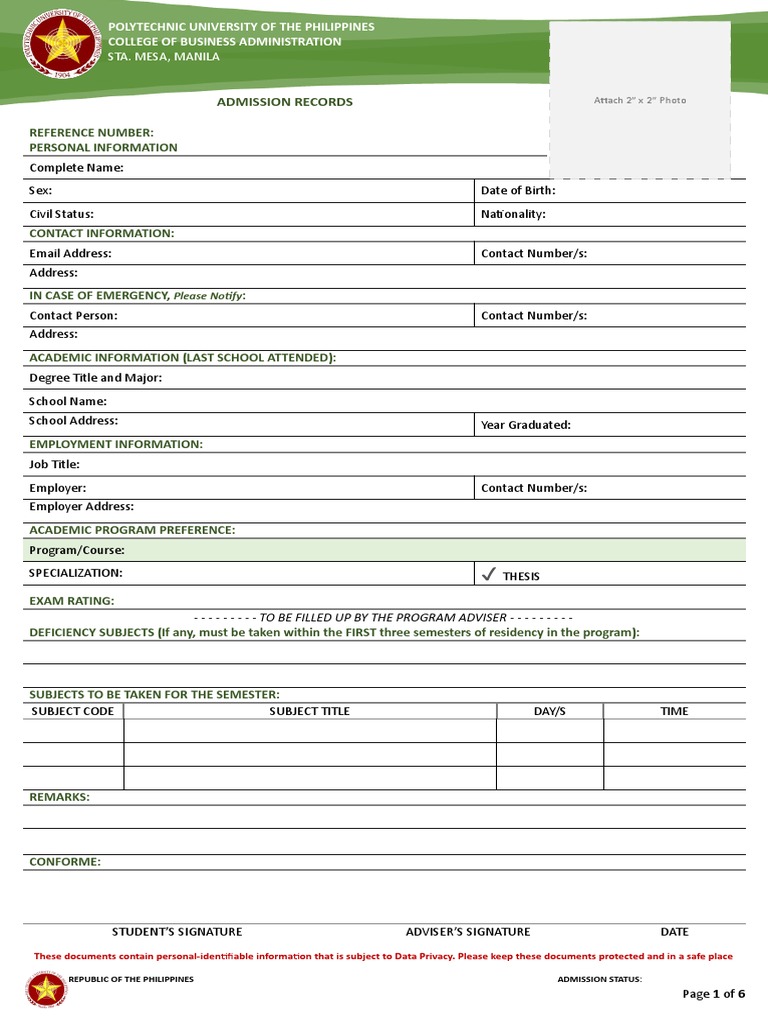 GSEE CBA Admission Records and Pre-Reg Form | PDF | Health Sciences ...