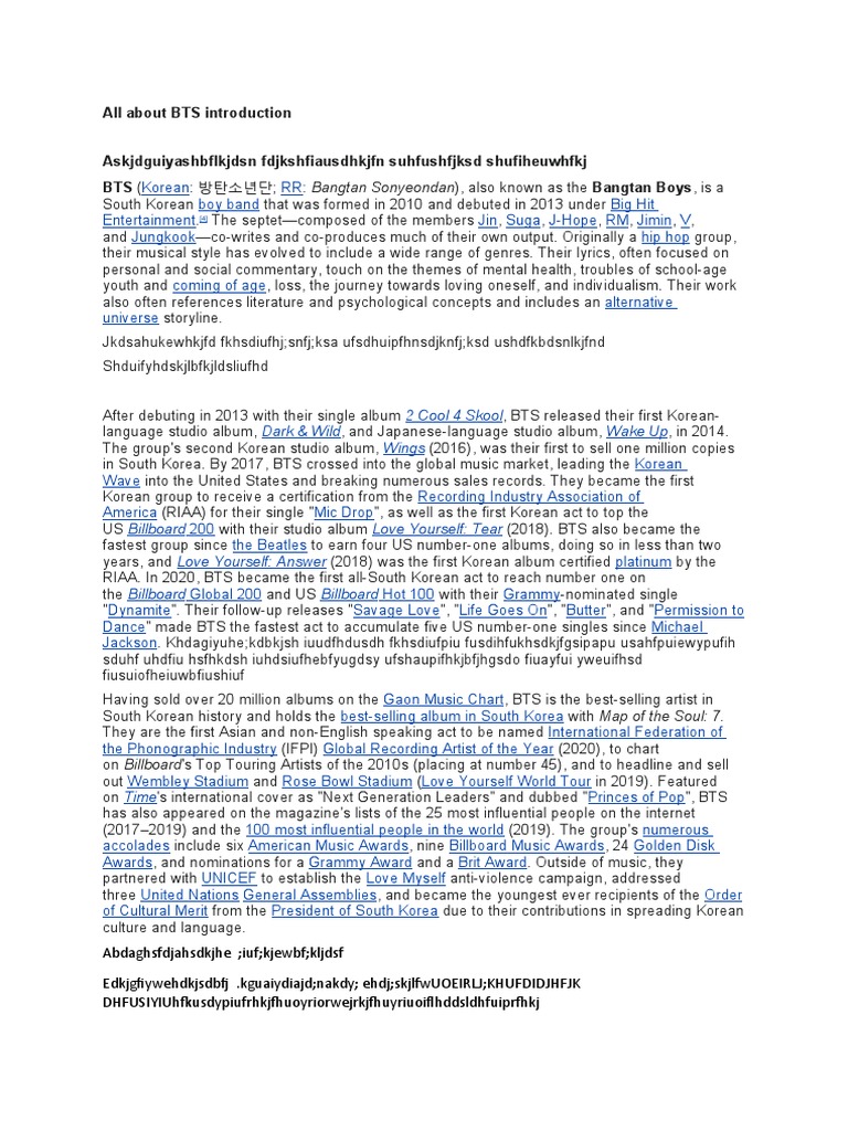 BTS introduction - All about the K-pop group | PDF | Music Industry ...