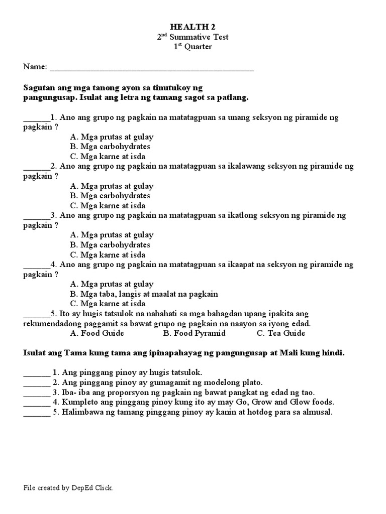 Health2 ST2 Q1 | PDF