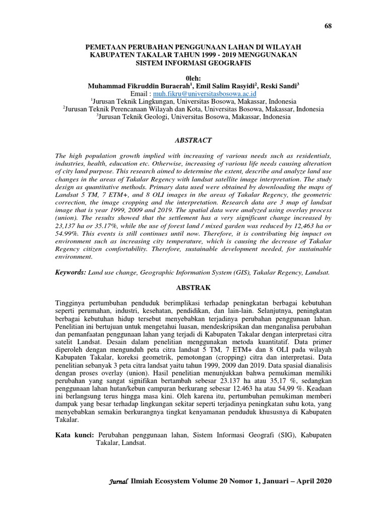 Land Use Change in Takalar Regency 1999-2019 | PDF | Satellite Imagery