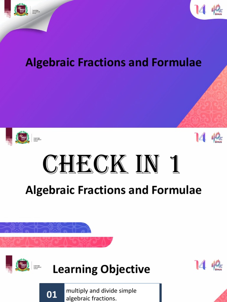Grade - 8 - Mathematics - Week04 - Algebraic Fractions and Formulae ...