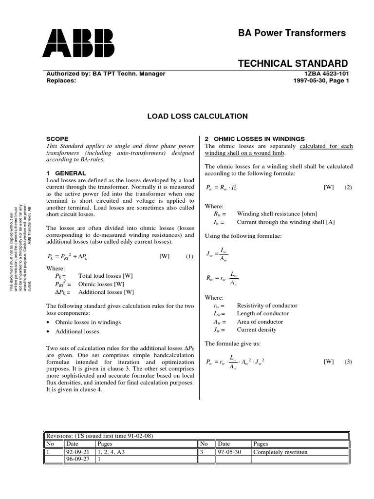 1zba4523 - 101 Load Loss Calculation | Download Free PDF | Transformer ...