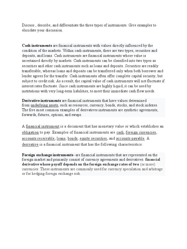 Three Types-Financial Instrument | PDF