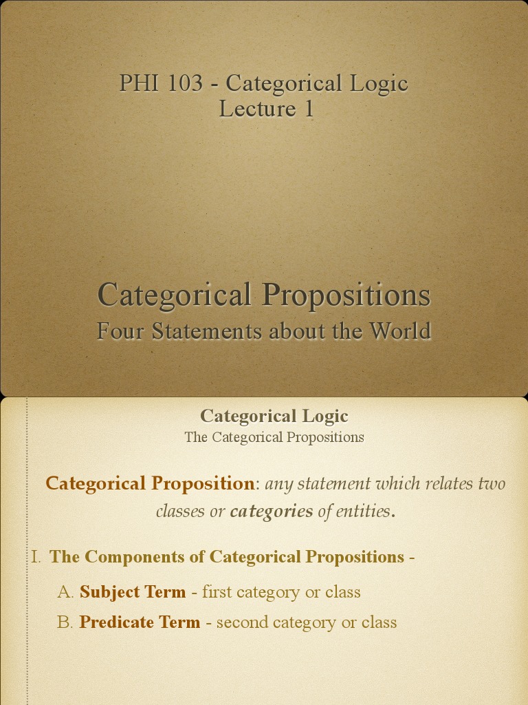 PHI 103 - Categorical Logic | PDF | Proposition | Cognition