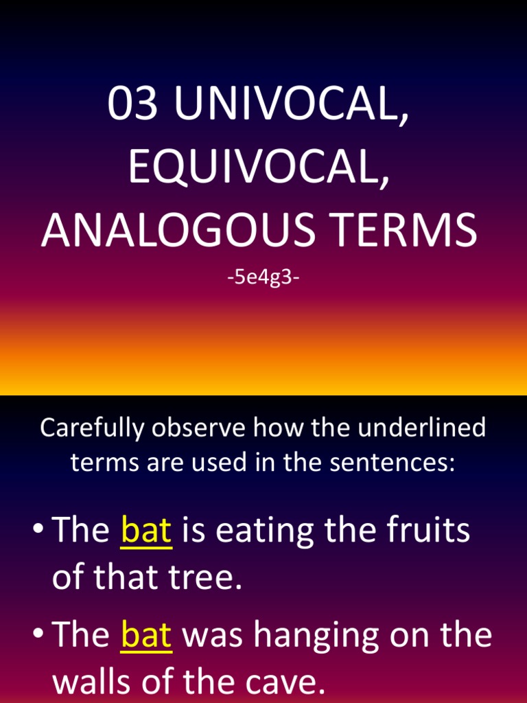 03 Univocal Equivocal Analogous Terms . | PDF | Anatomical Terms Of ...