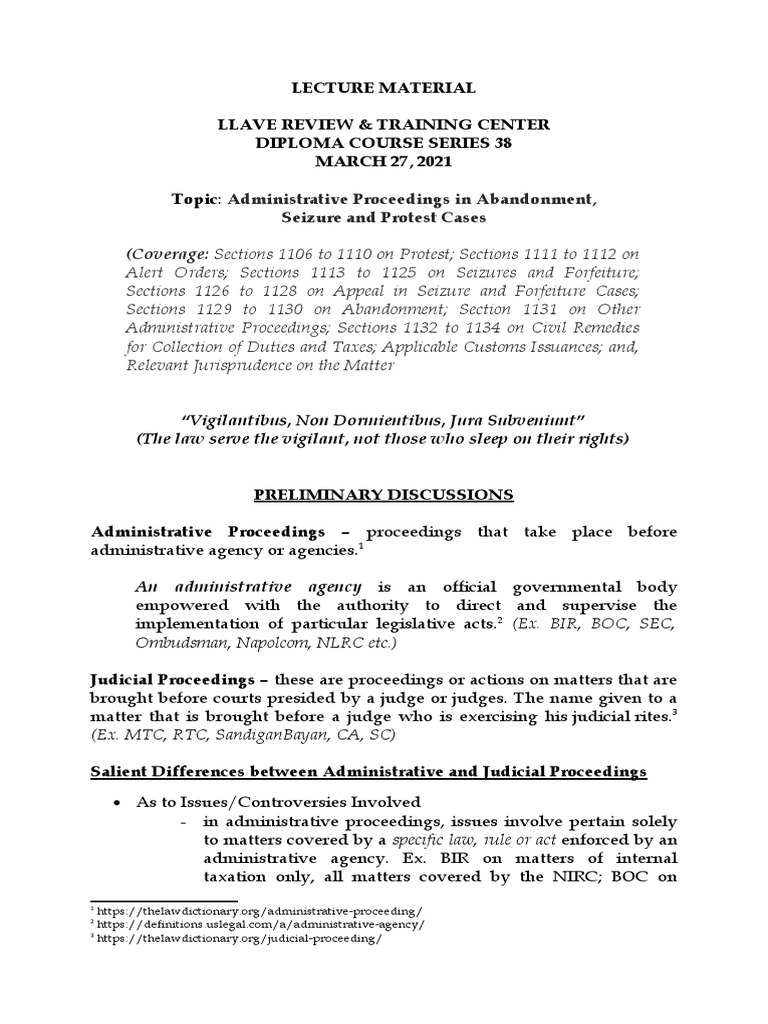 (Coverage: Sections 1106 To 1110 On Protest Sections 1111 To 1112 On ...