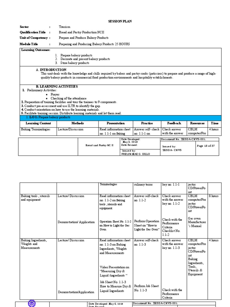 Preparing Quality Bakers: A Comprehensive Session Plan for Teaching the ...