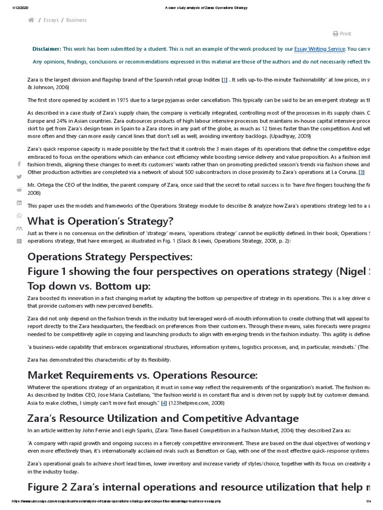 A Case Study Analysis of Zaras Operations Strategy | PDF | Inventory ...
