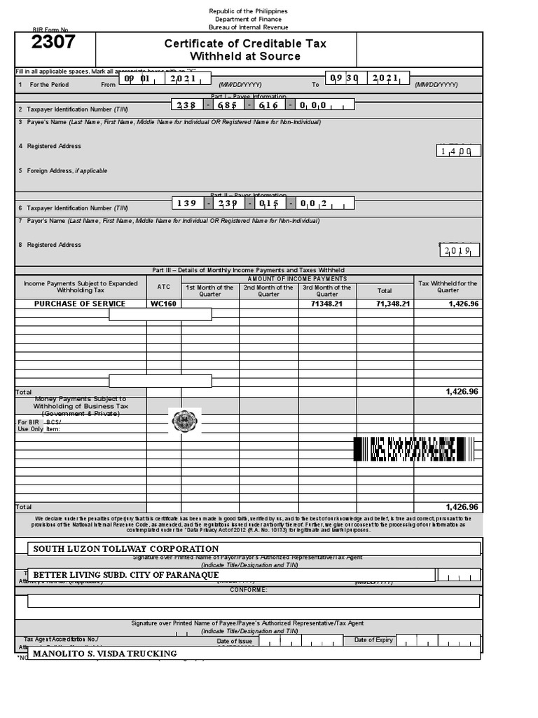 Certificate of Creditable Tax Withheld at Source: (MM/DD/YYYY) (MM/DD ...