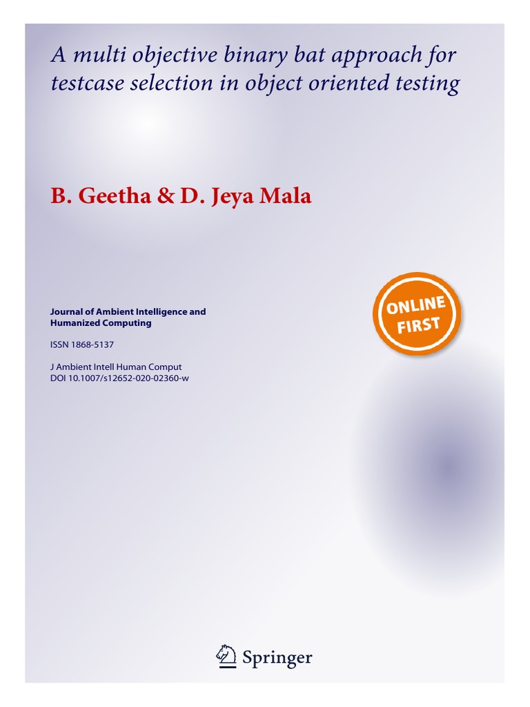 A Multi Objective Binary Bat Approach For Testcase Selection in Object ...