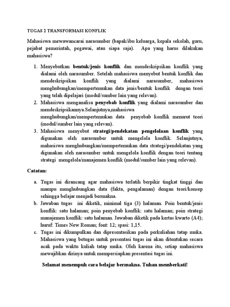 Tugas 2 Transformasi Konflik | PDF